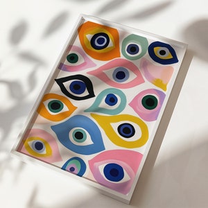Abstract Evil Eye Wall Art Print | Trendy Evil Eye Poster | Watercolor ...