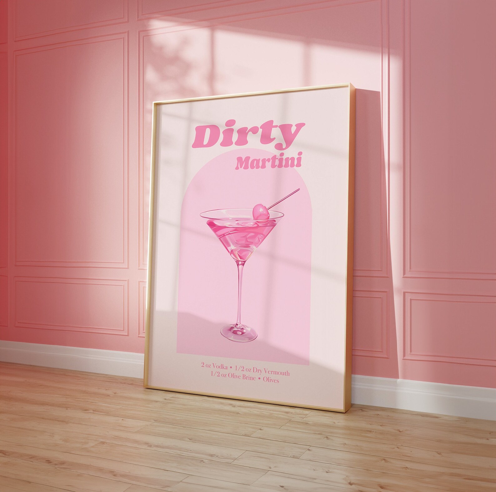 Pink Martini Poster Cocktail Poster Martini Wall Art Dirty Martini ...