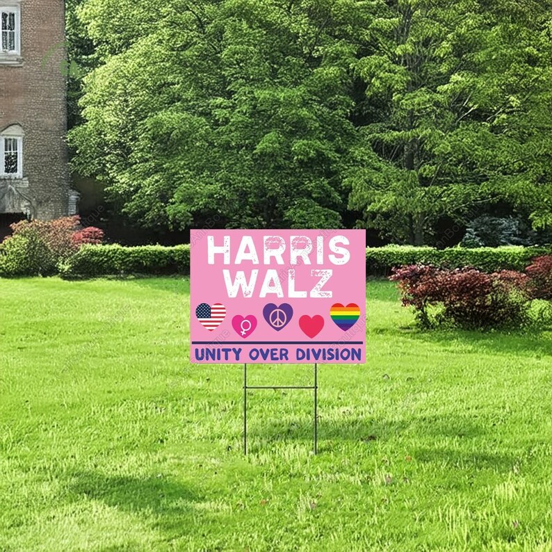 Harris Walz Yard Sign, Unity Over Division Yard Sign, Kamala Harris ...