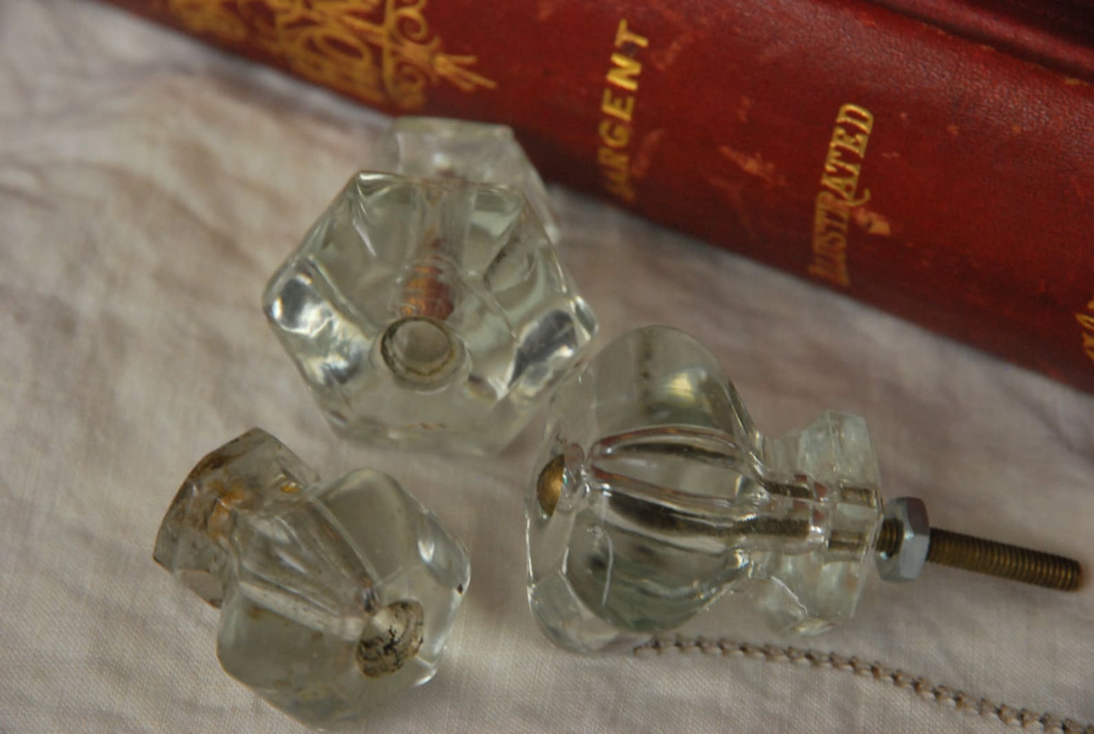 Vintage Clear Glass Drawer Pulls Knobs Antique Etsy
