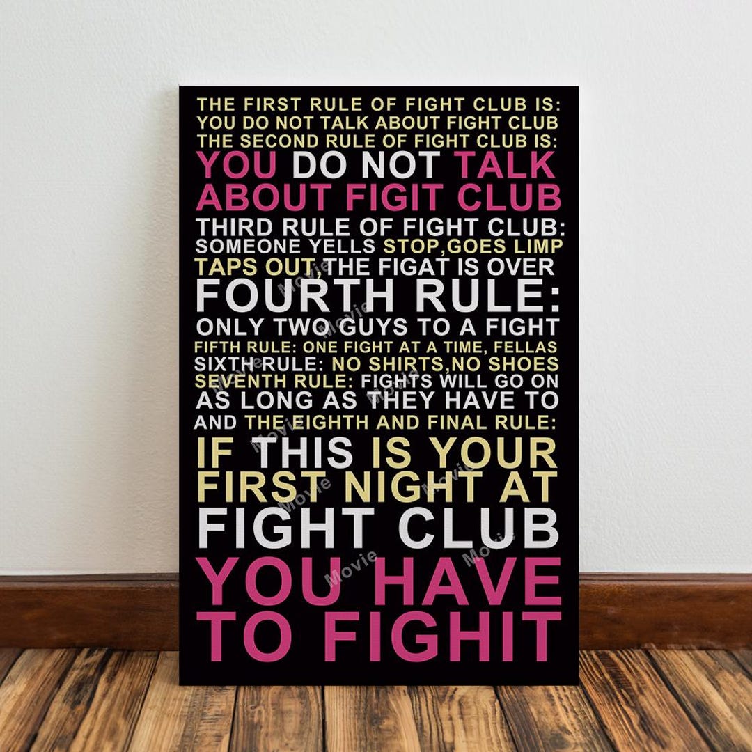 FIGHT CLUB Rule Poster, Original Movie Poster, Wall Art Painting, Home ...