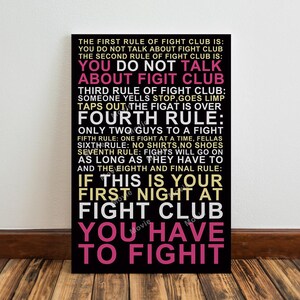 FIGHT CLUB Rule Poster, Original Movie Poster, Wall Art Painting, Home ...