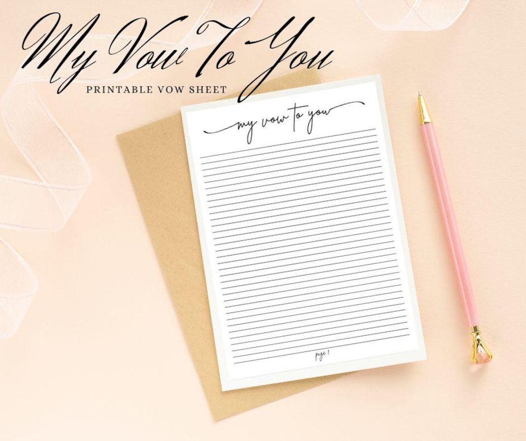 My Vow to You - Elegant Printable Vow Writing Sheets - Etsy