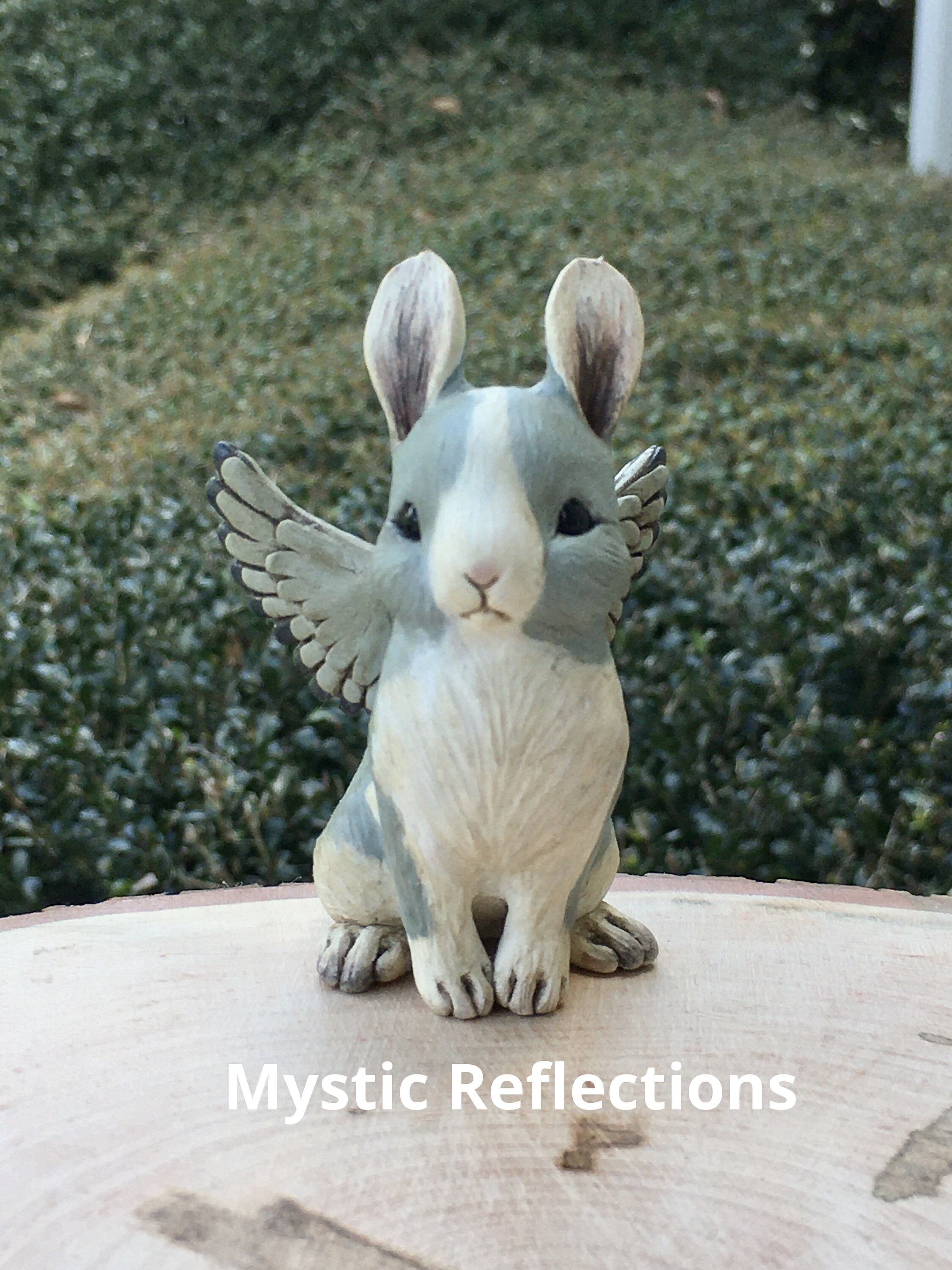 Winged Bunny White and Gray Ooak Polymerclay Fantasy Myxie | Etsy