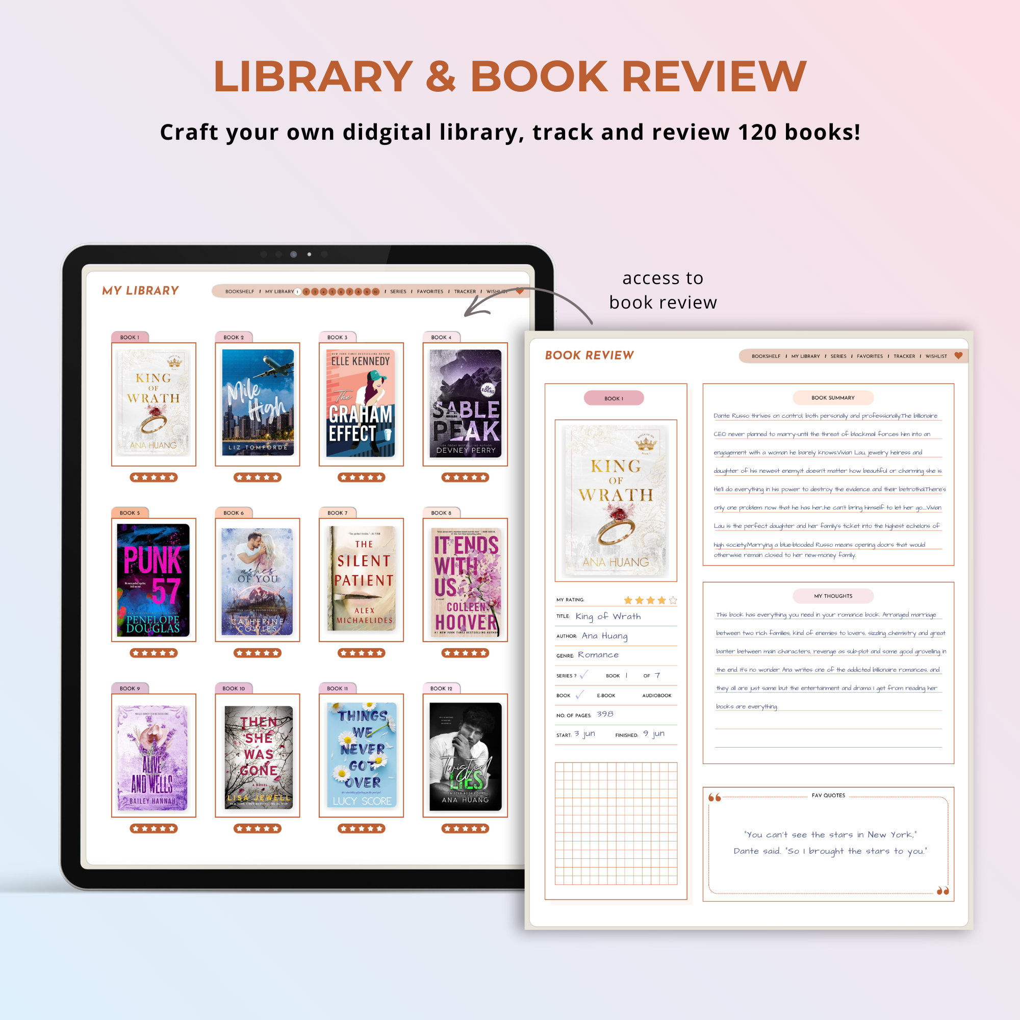 Digital Reading Journal: Book Review & Series Tracker (PDF) - Etsy