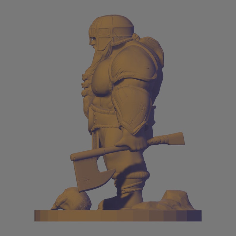 Dwarven Barbarian 3D STL File Dnd Dwarf Prop Tabletop Roleplay Gaming Fantasy RPG Miniature ...