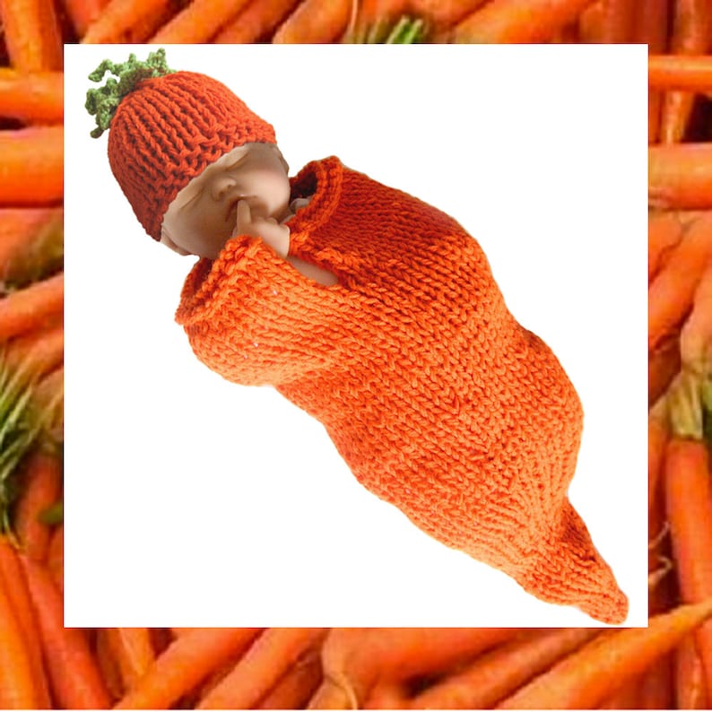 2 Knit Patterns- Carrots and Peas Baby Cocoons Costumes - DIY Knitting ...