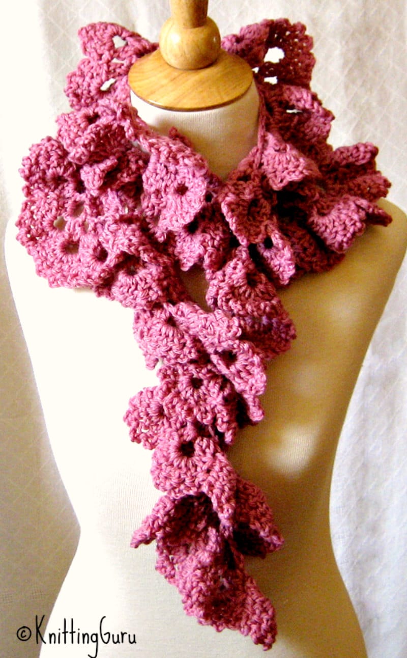 Crochet Scarf Pattern - Rose Petal Wrap - Easy 1-skein Lace Scarf DIY ...