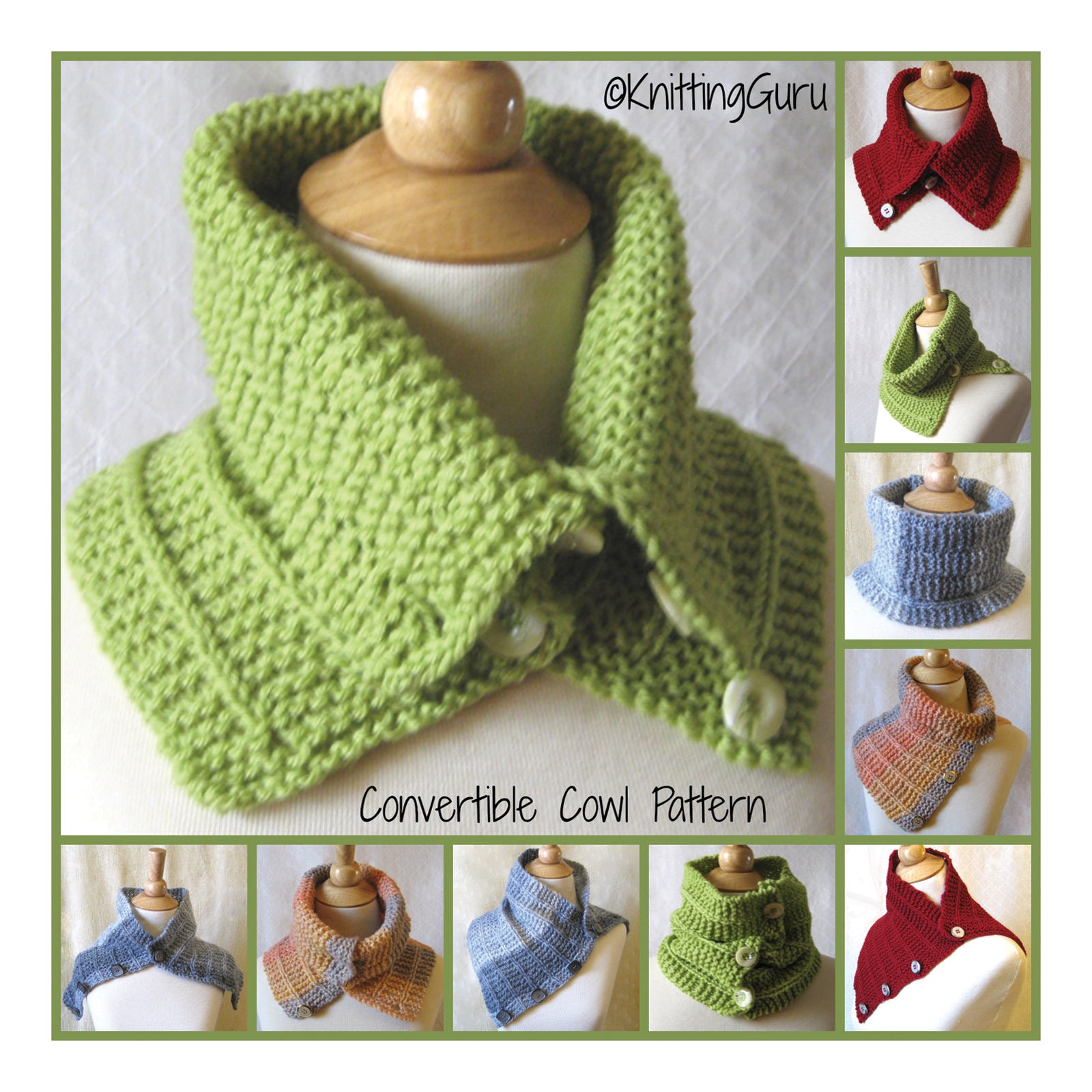 Convertible Scarf Pattern: Knit Capelet Cowl Plus 2 Tutorials Instant ...