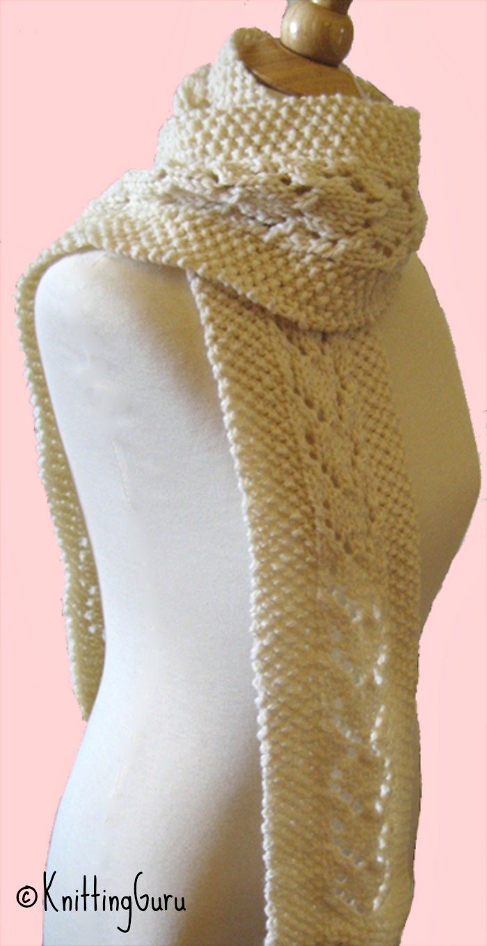 Knit Scarf Pattern Heart Lace Scarf PDF - Instant Download - Etsy