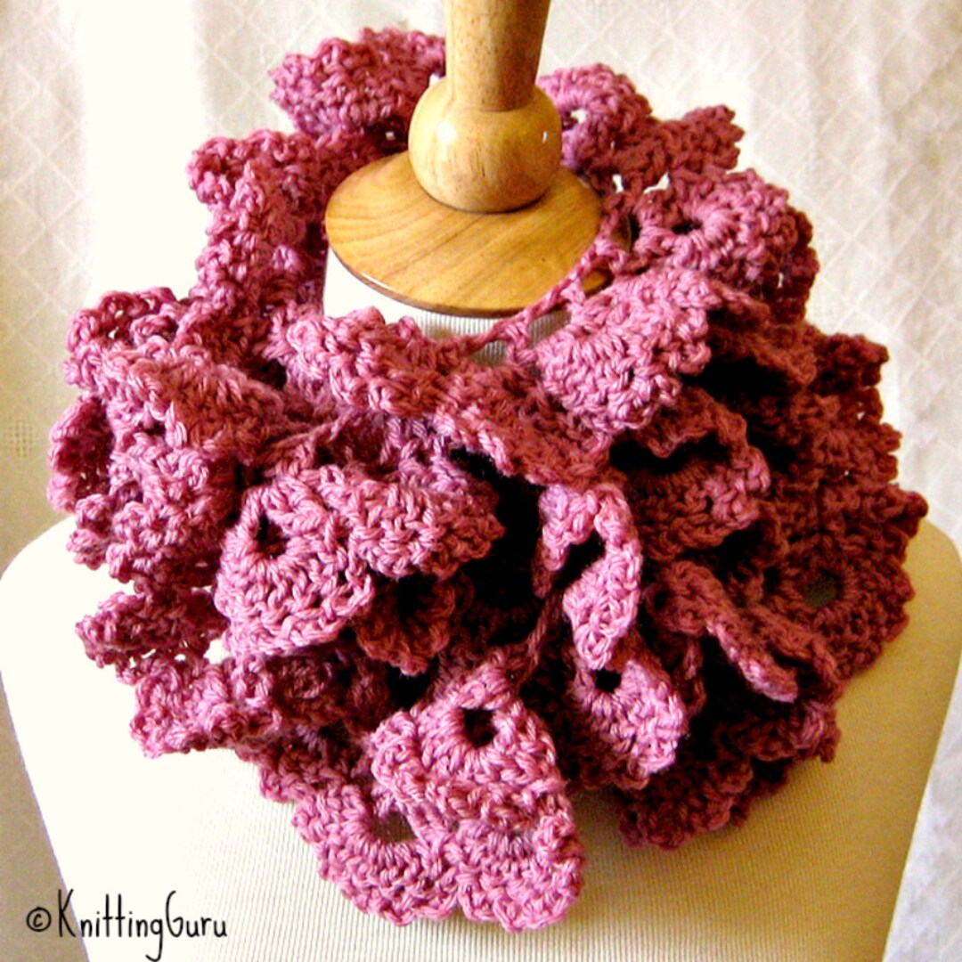 Crochet Scarf Pattern - Rose Petal Wrap - Easy 1-skein Lace Scarf DIY ...