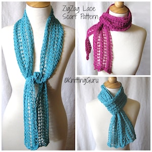 Knit Lace Scarf Pattern Plus 3 Tutorials - Instant Download - Etsy