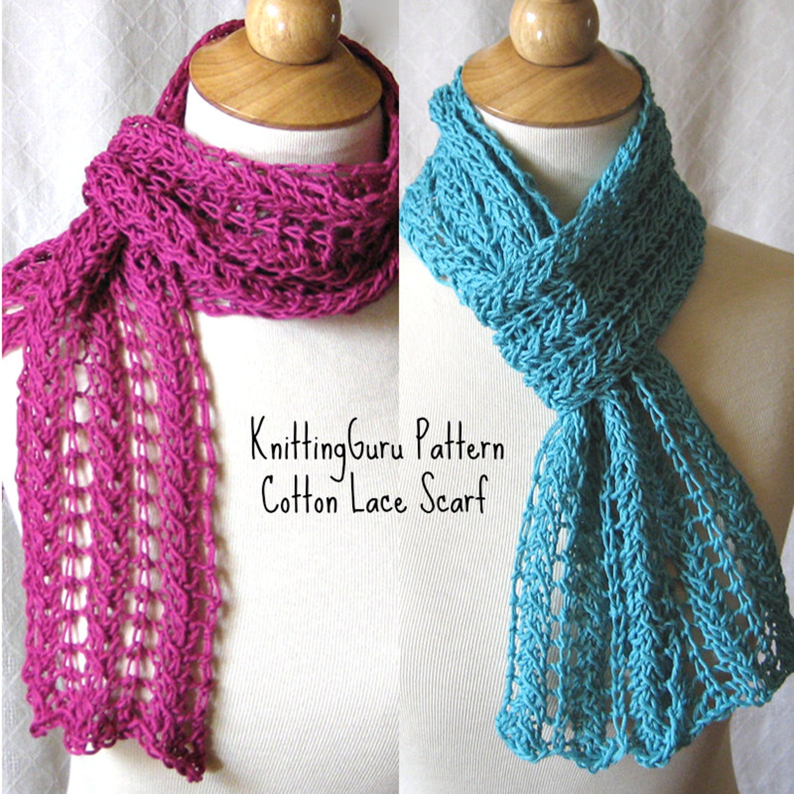 Knit Lace Scarf Pattern Plus 3 Tutorials - Instant Download - Etsy
