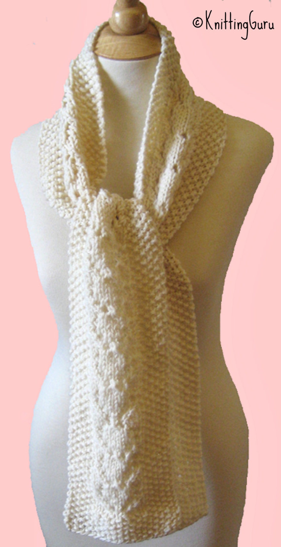 Knit Scarf Pattern Heart Lace Scarf PDF - Instant Download - Etsy