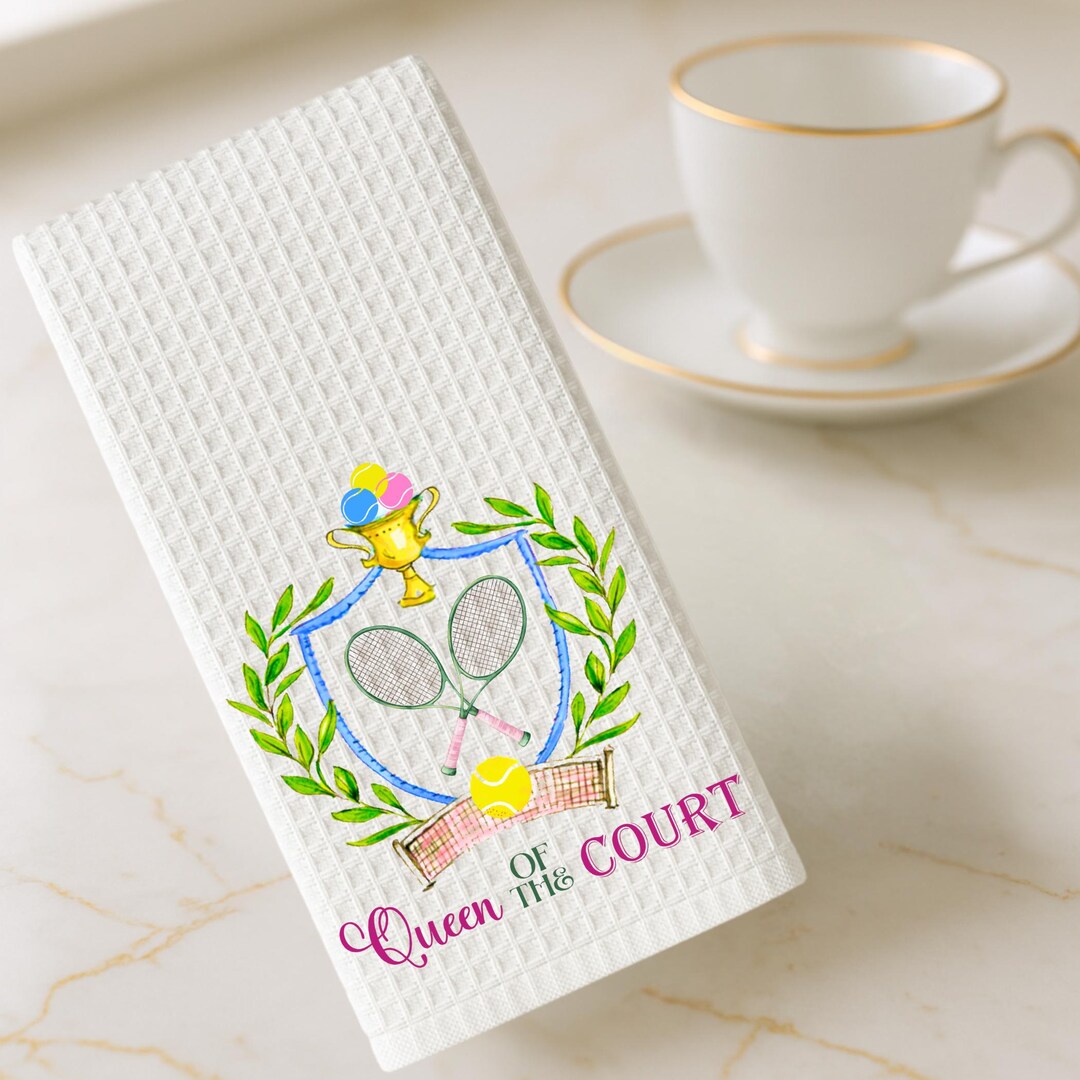 Queen of Court Tennis Waffle Weave Tea Towel: Decorative Kitchen Gift ...