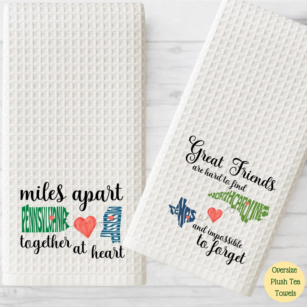 Personalized State to State Dish Towel: Long Distance Friendship Gift ...