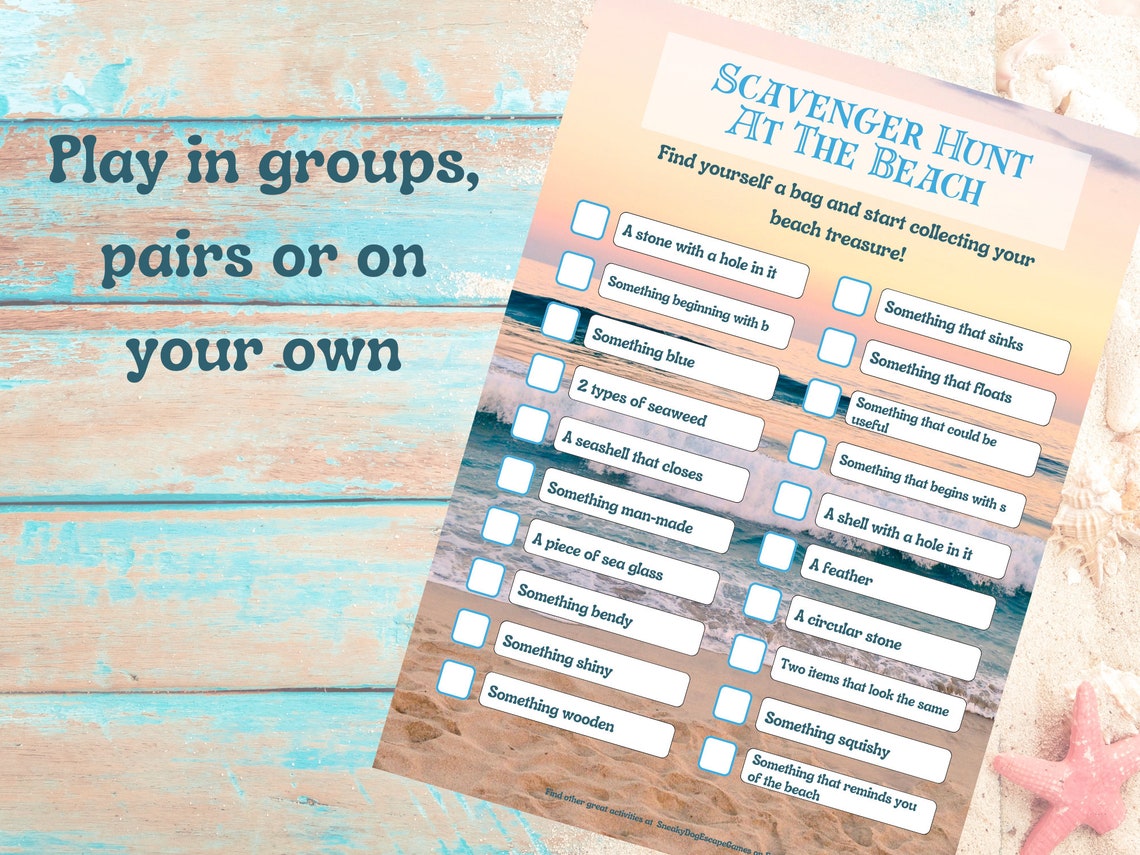 Beach Scavenger Hunt for Kids, Seaside Treasure Hunt, Nature Holiday ...