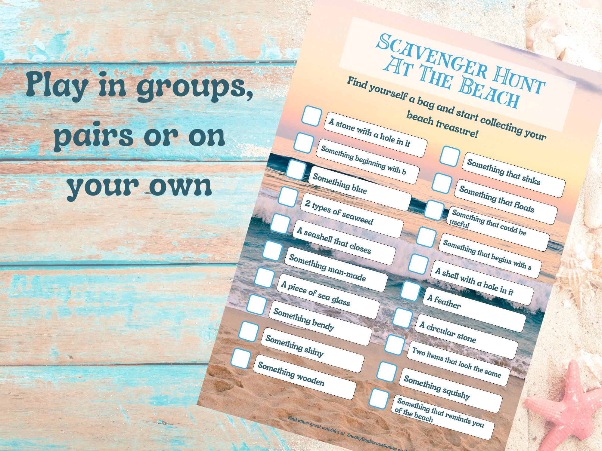 Beach Scavenger Hunt for Kids, Seaside Treasure Hunt, Nature Holiday ...
