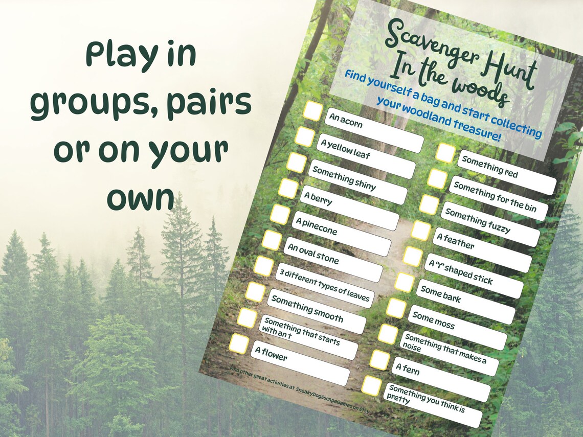 Forest Scavenger Hunt for Kids, Woodland Treasure Hunt for Kids ...