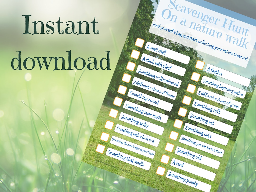 Nature Walk Scavenger Hunt for Kids, Kids Nature Treasure Hunt, Holiday ...