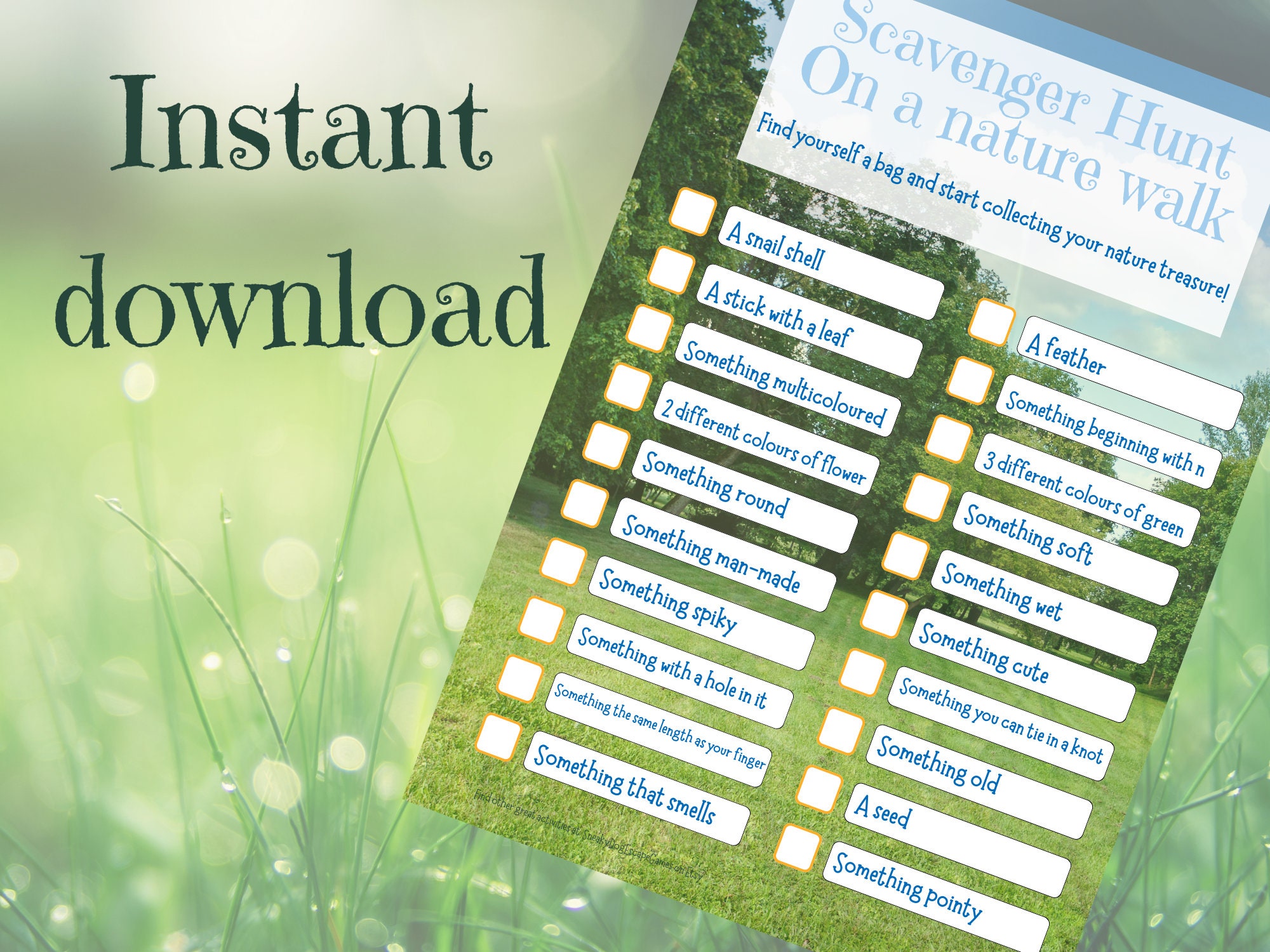 Nature Walk Scavenger Hunt for Kids, Kids Nature Treasure Hunt, Holiday ...