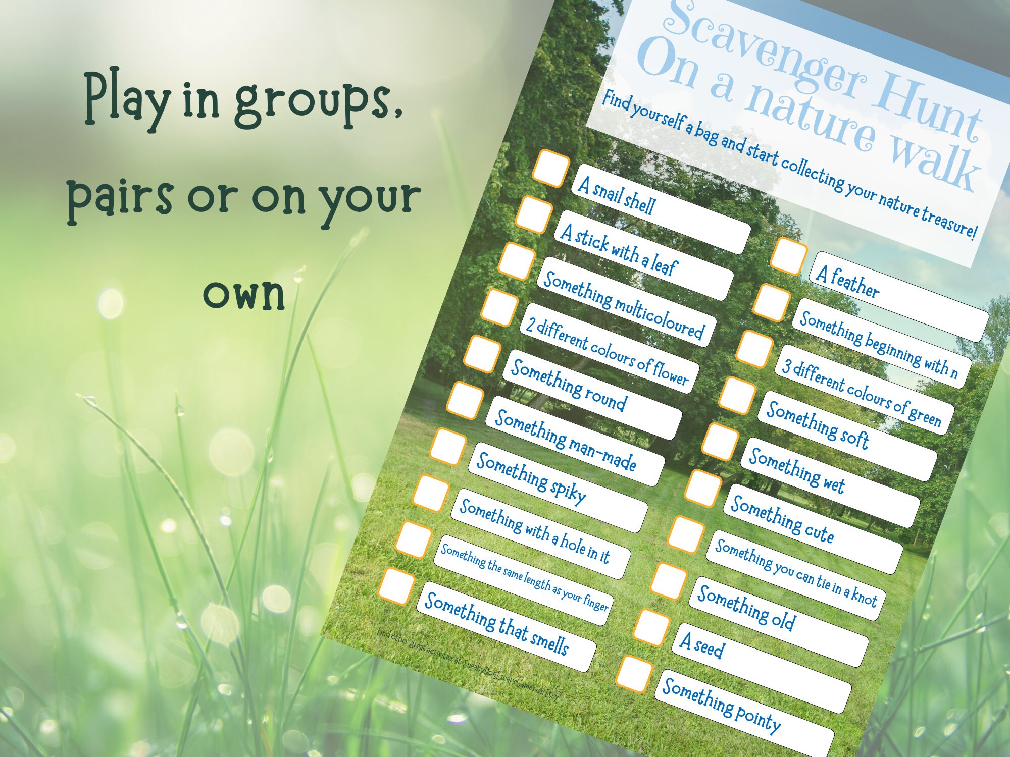 Nature Walk Scavenger Hunt for Kids, Kids Nature Treasure Hunt, Holiday ...