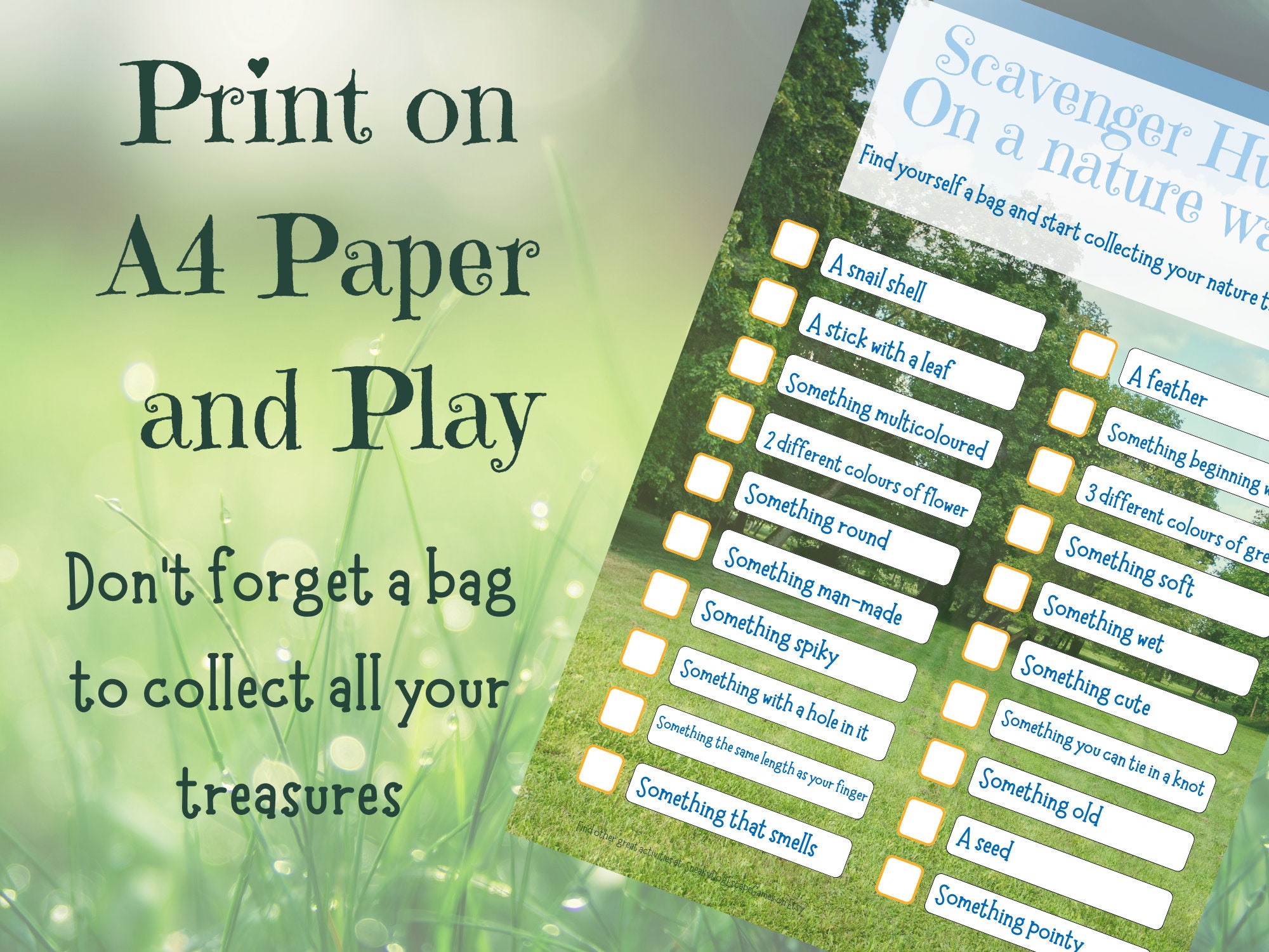 Nature Walk Scavenger Hunt for Kids, Kids Nature Treasure Hunt, Holiday ...