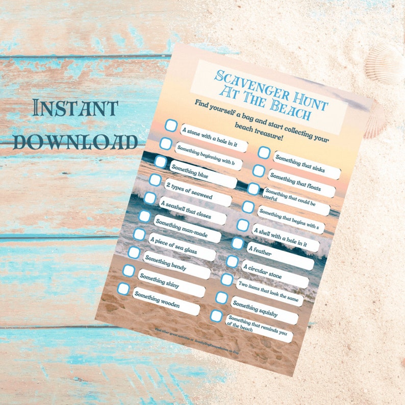 Beach Scavenger Hunt for Kids, Seaside Treasure Hunt, Nature Holiday ...