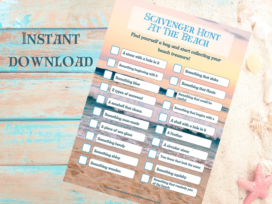 Beach Scavenger Hunt for Kids, Seaside Treasure Hunt, Nature Holiday ...