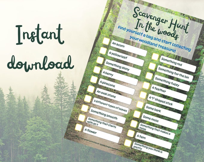 Forest Scavenger Hunt for Kids, Woodland Treasure Hunt for Kids ...