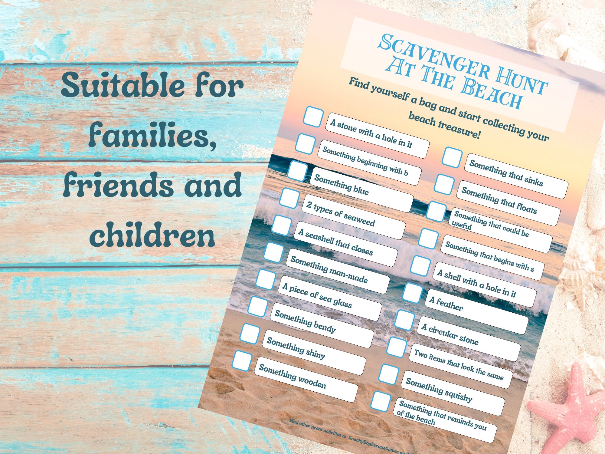 Beach Scavenger Hunt for Kids, Seaside Treasure Hunt, Nature Holiday ...