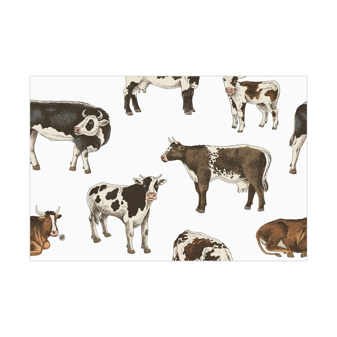 Cowboy Gift Wrap Papers Cows, Rancher Theme Gift Wrapping Sheets ...
