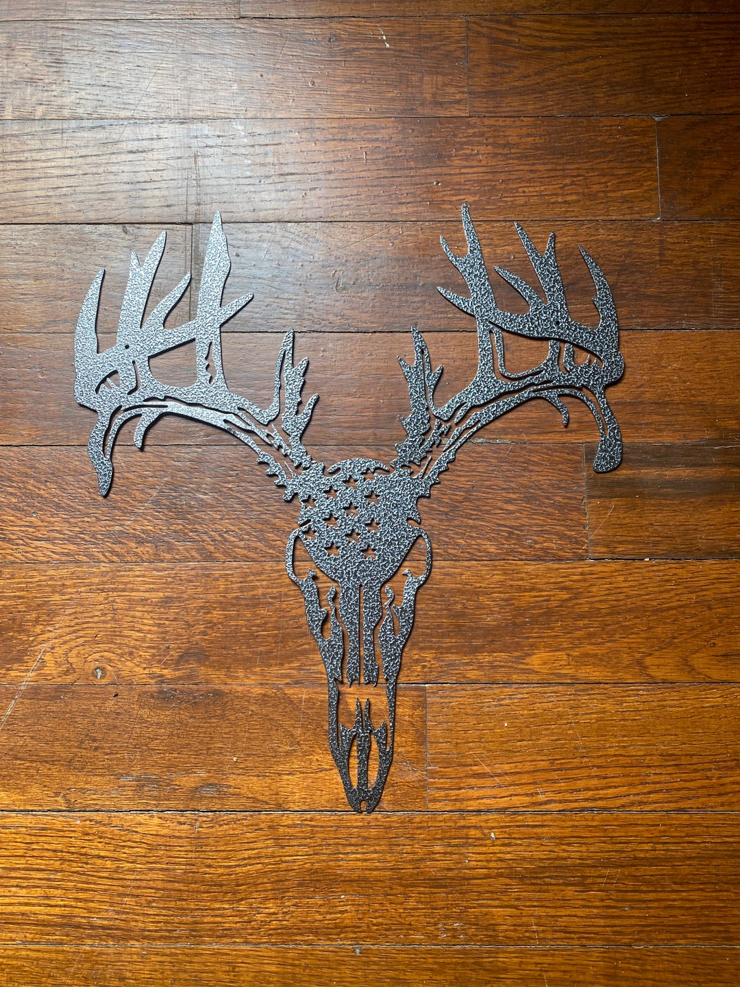 Powder Coated Metal Deer Skull Cutout Wall Art Sign Rugged Wildlife ...