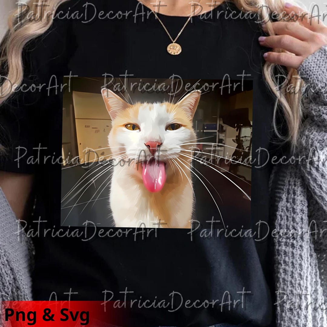 Silly Cat Bleh PNG Svg, 90s Weirdcore Vintage Kitten Digital File ...