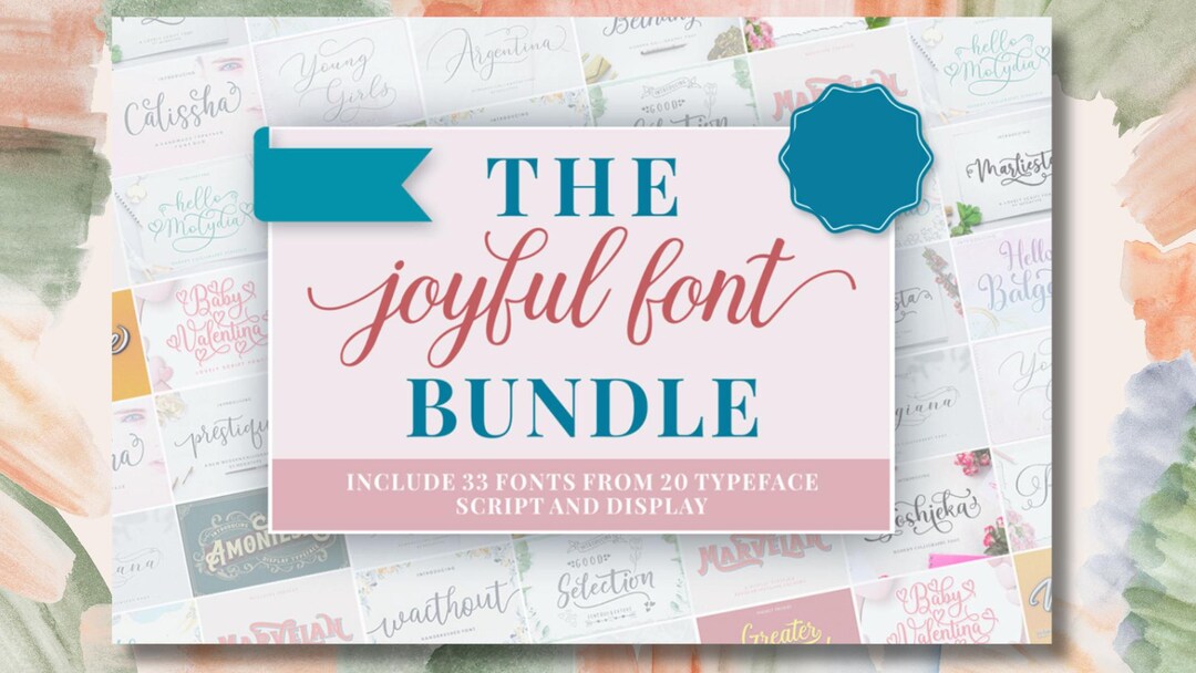The Joyful Font Bundle, Wedding Font, Cricut Font, Procreate Font ...