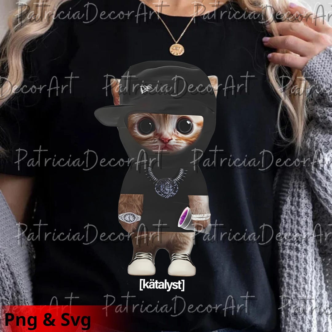 Funny Yeat Kitty Cat Meme Png Svg Digital File, Vintage Cat PNG, Gen Z ...