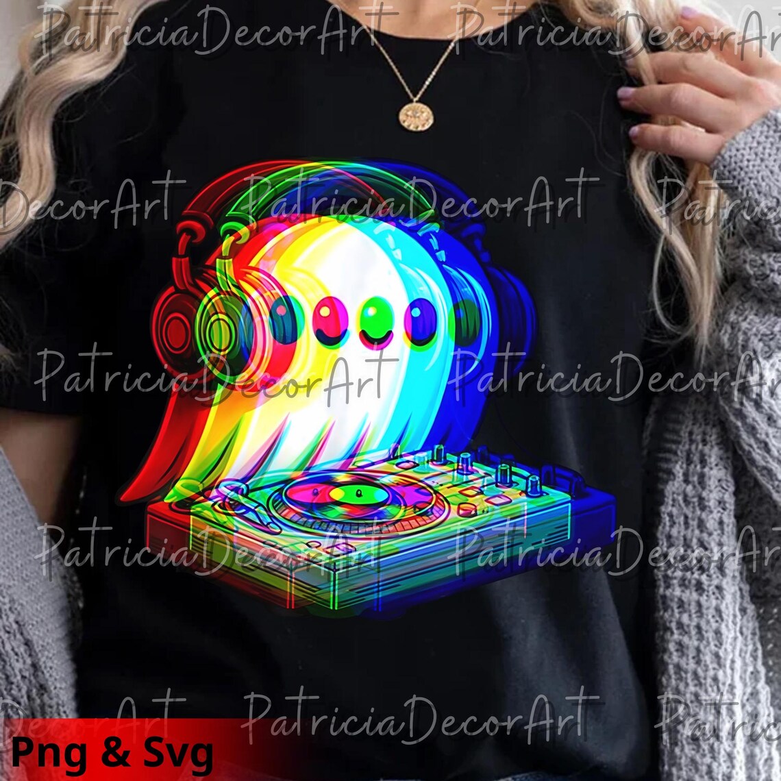 Vaporwave DJ Ghost Png Svg, Halloween Music Clipart, Rave Party Optical ...