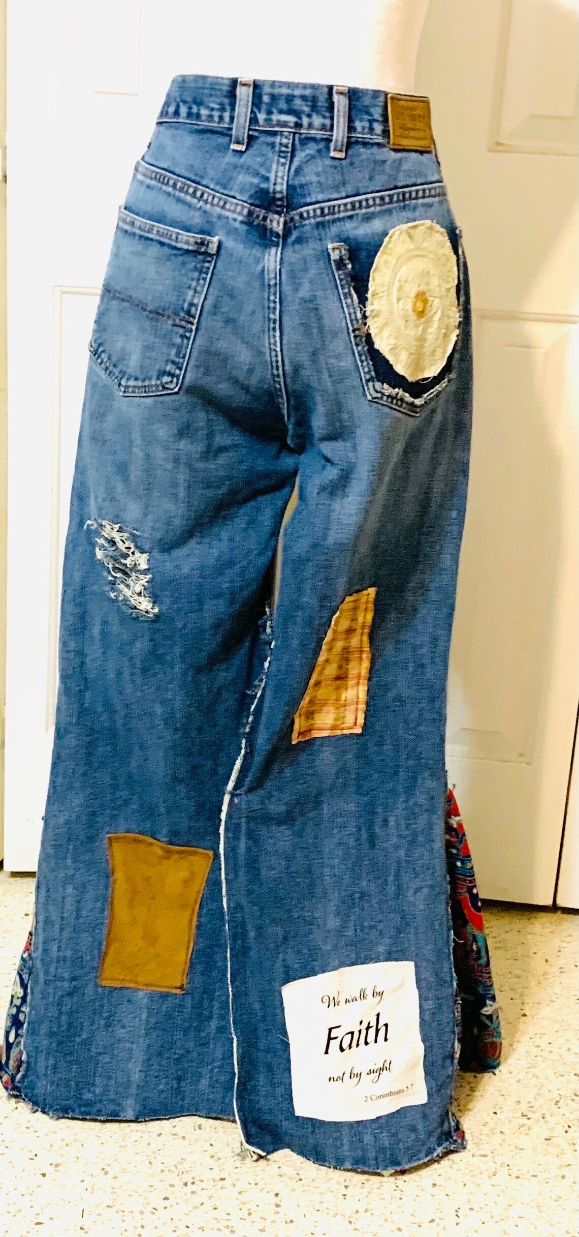 Jesus Jeans, Hippie, Jesus Freak Patches, Faux Leather Fringe ...