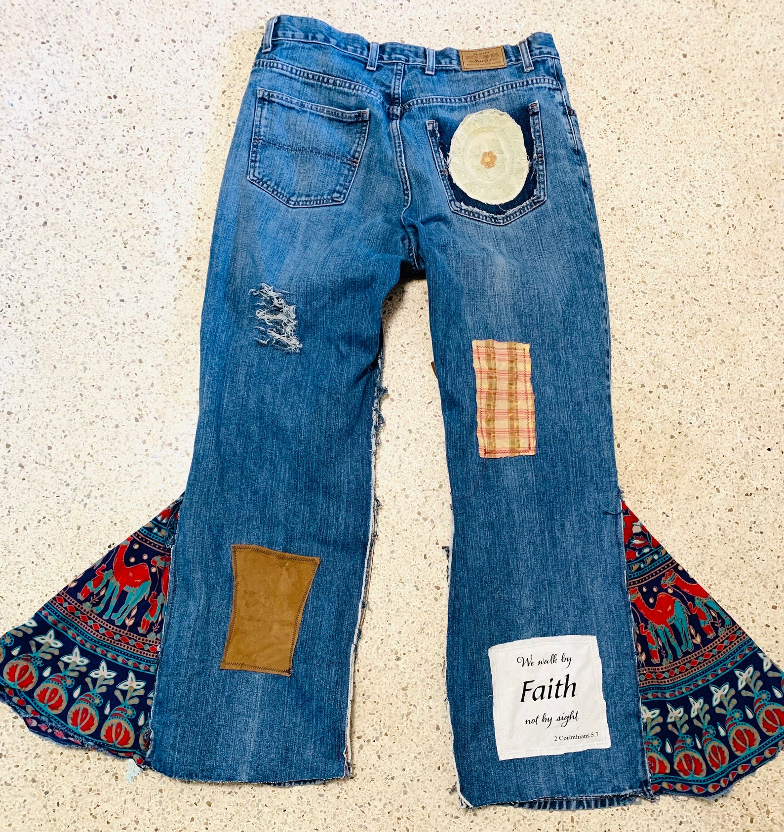Jesus Jeans, Hippie, Jesus Freak Patches, Faux Leather Fringe ...
