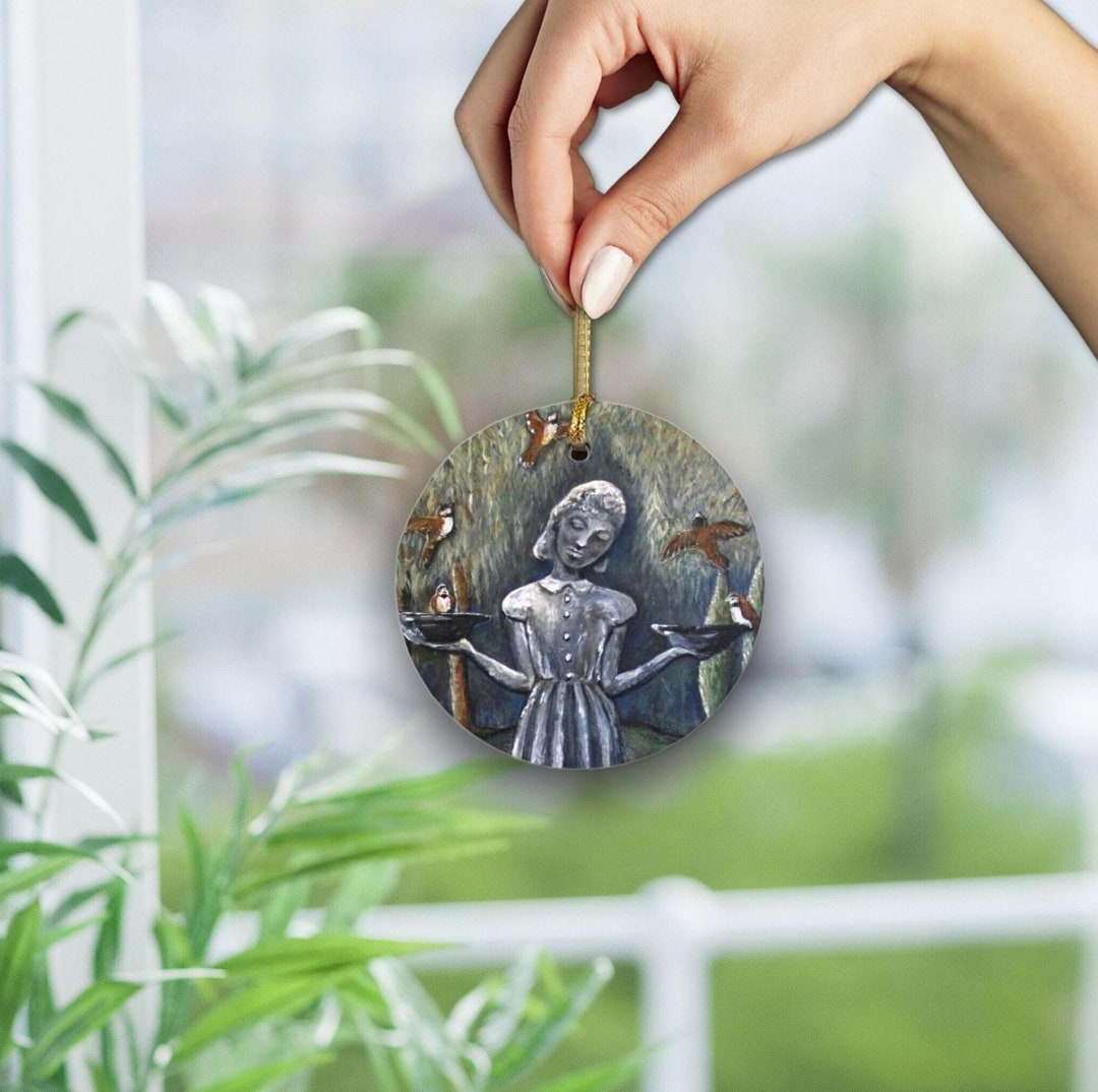 Little Wendy Ornament, Bird Girl Ceramic (round) Ornament, Savannah ...