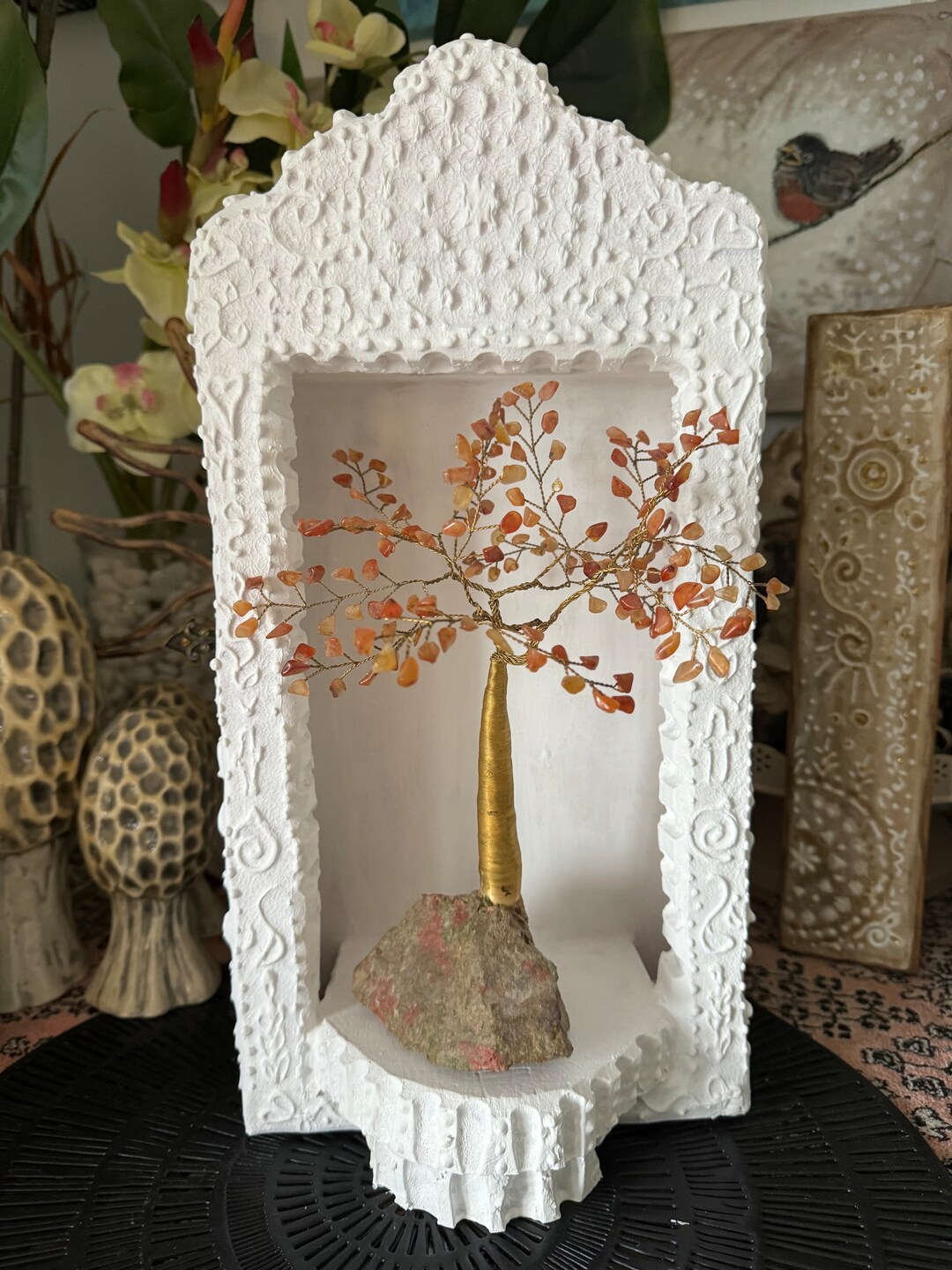 Handcrafted Plant Shrine, White Plaster, OOAK Display Arch, Boho Alter ...