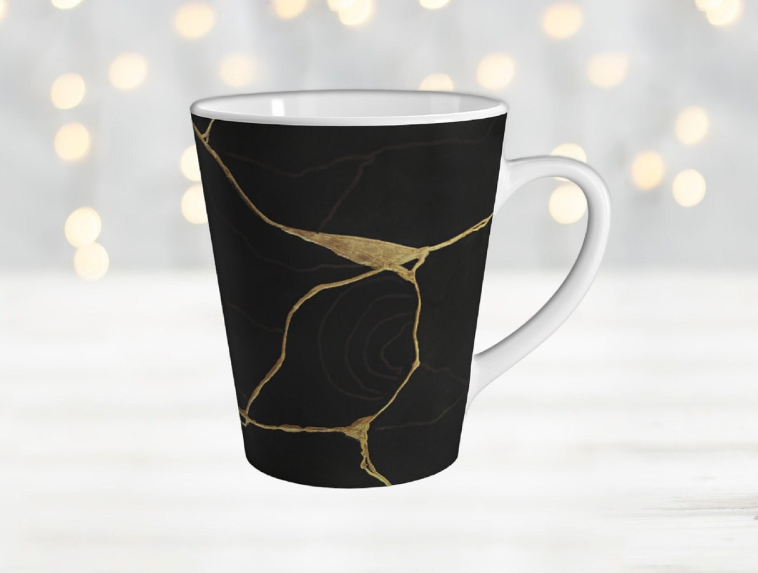 Black Gold Japanese Kintsugi Style Mug, Faux Kintsugi Mug, Coffee Mug ...