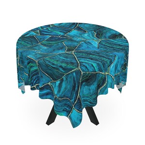 TULUM CENOTE GEODE Tablecloth, Kintsugi Art Party Tablecloth, Turquoise ...