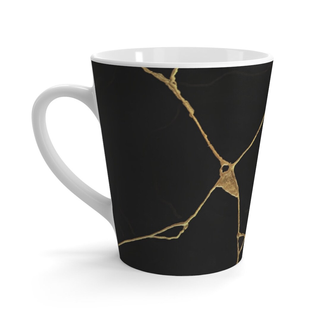 Black Gold Japanese Kintsugi Style Mug Faux Kintsugi Mug - Etsy