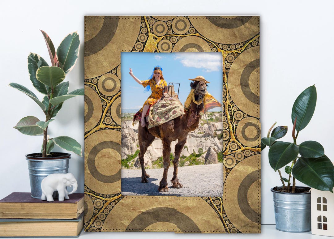 Brass Look Fabric Abstract Photo Frame Picture Frame 5x7 Frame Fabric ...