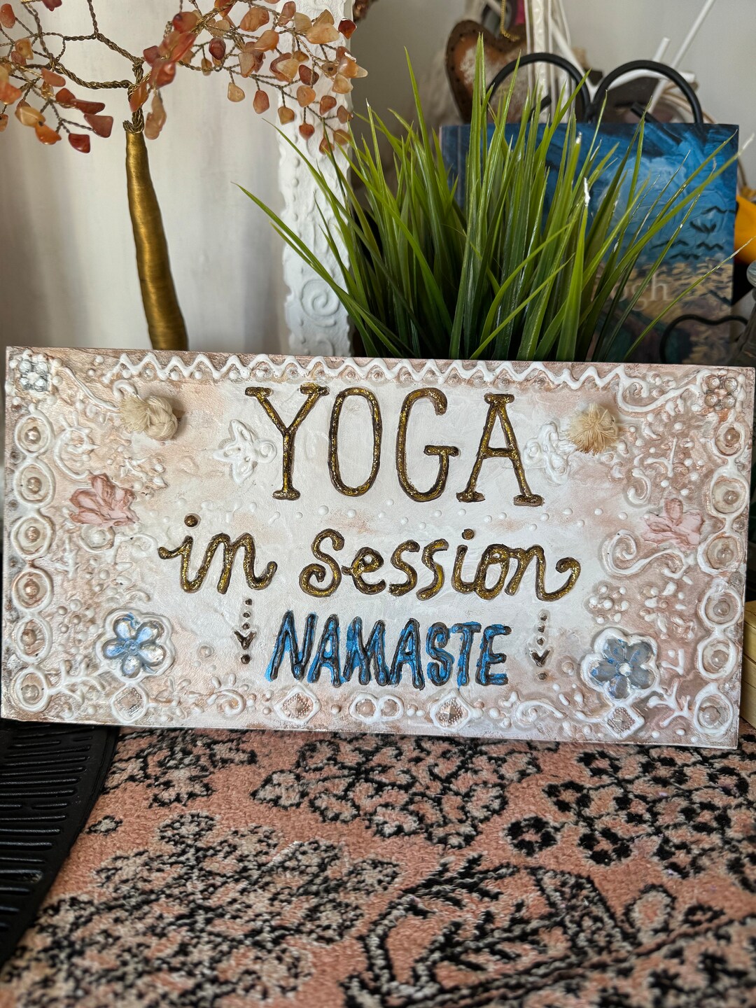 Yoga in Session ZEN VIBES Sign, Inspirational Wooden Sign Yoga Door ...