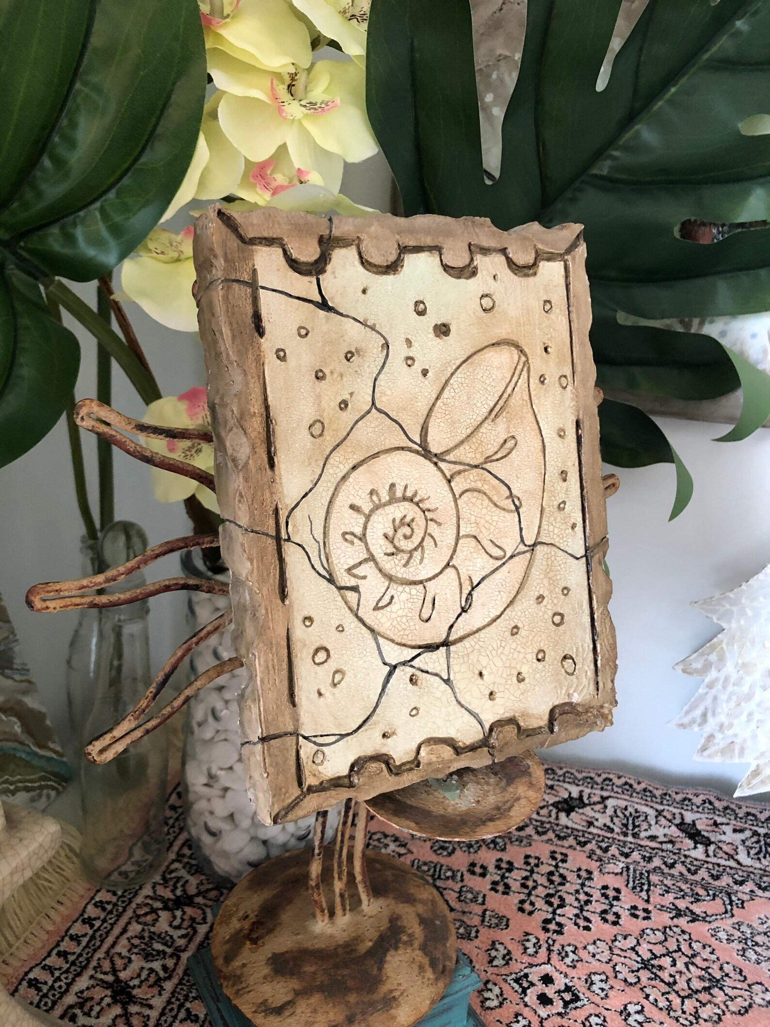 SEA CONCH Wall Art Tile, Artifact Plaque, Coastal Wall Decor, Memory ...