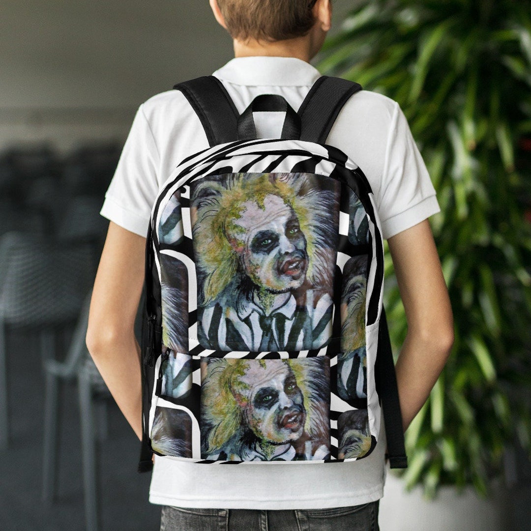 Beetlejuice Black White Backpack, He's Back, Summer Camp Knapsack ...