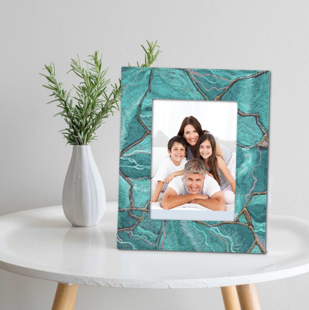 Caribbean Queen Turquoise Photo Frame, Geode Picture Frame, Green Gold ...