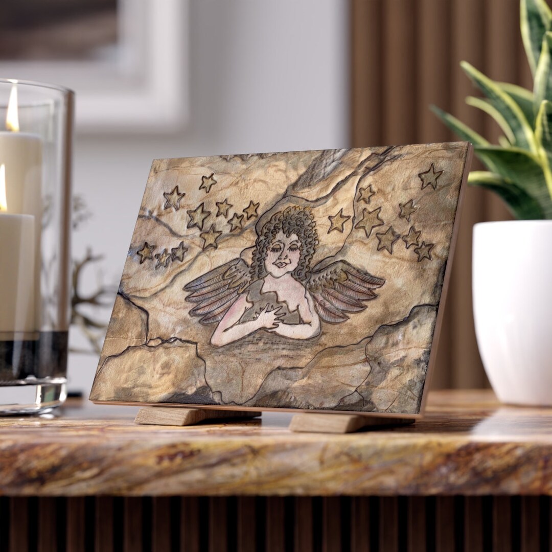 KITCHEN CHERUB ANGEL Tile, Ceramic Photo Tile, Friendship Gift, Desk ...